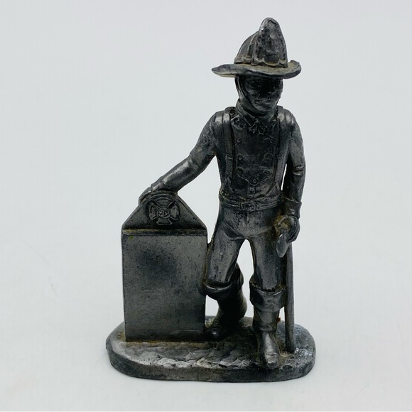 Art | Vintage Pewter Firefighter Figurine Terry Worster 1984 | Poshmark